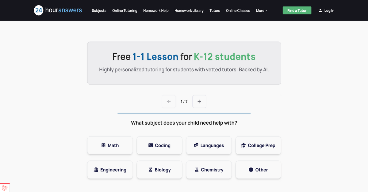 Free 1-1 Lesson for K-12 students